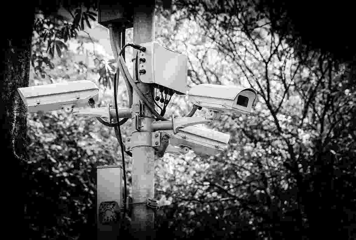 Cameras mounted on top of a lamp post | APS Alarms